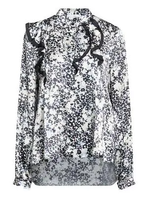 High Midnight Silk Floral-print Ruched Shirt - Blue