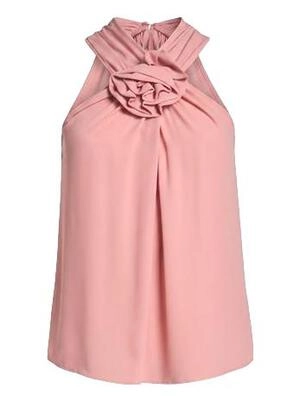 COMPAGNIA ITALIANA Sleeveless Crepe Top With Floral Appliqués - Pink