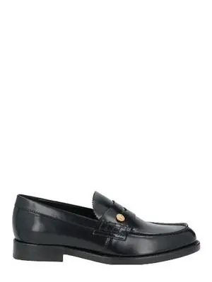 Versace Leather Penny Loafers - Black