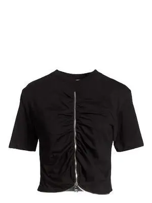 MSGM Cotton T-shirt With Zipper Detail - Black