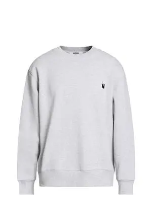 MSGM Cotton Crewneck Sweatshirt With Embroidered Logo - Grey