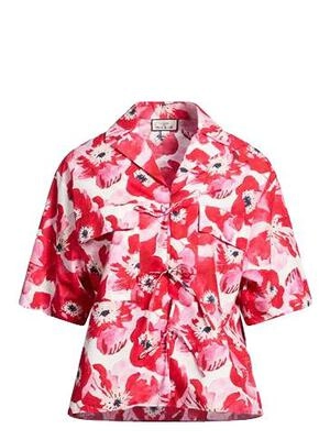 Paul & Joe Short Sleeve Floral Print Cotton Shirt - Fuchsia