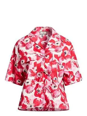 Paul & Joe Short Sleeve Floral Print Cotton Shirt - Pink