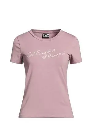EA7 Cotton Elastane T-shirt With Embroidered Logo - Pink