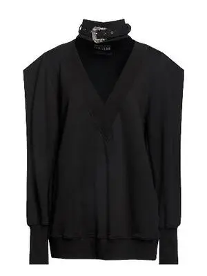 Versace Cotton Sweatshirt With Cutout And Belt Detail - Black