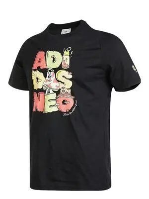 Adidas Neo Ss22 Pattern Cartoon Printing Sports Pullover Short Sleeve Black T-shirt - Default Color