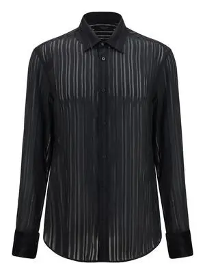 Gucci Striped Silk Gauze Shirt - Black