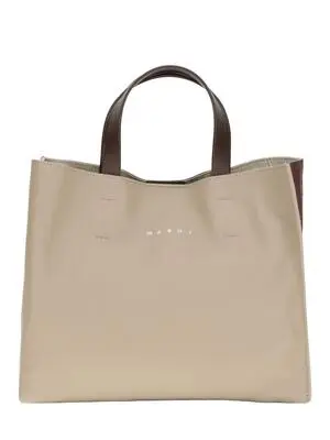 Marni Museo Tote Bag In Soft-grained Calf Leather - Beige
