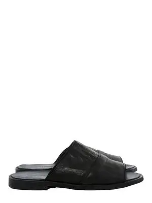 ZIGGY CHEN Crinkled Leather Sandals - Black