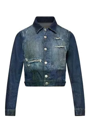 MAISON MARGIELA Cropped Denim Jacket - Blue