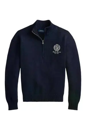 Polo Ralph Lauren Wimbledon Embroidered Quarter-zip Sweater - Blue