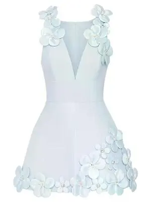 BRONX AND BRONCO Estelle Floral-appliqué Mini Dress - Blue
