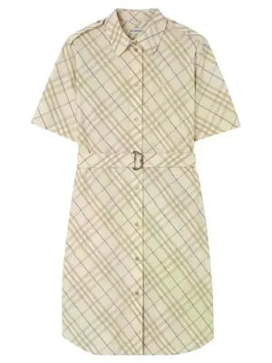 Burberry Cotton Check Shirt Dress - Neutrals