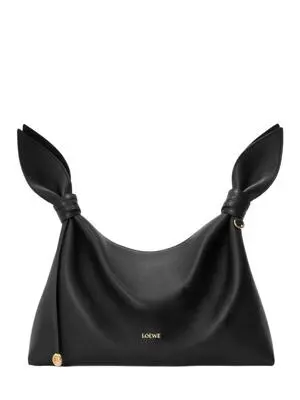 Loewe Paseo Knotted Leather Shoulder Bag - Black