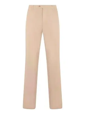 Fedeli Straight-cut Trousers With Belt Loops - Neutrals