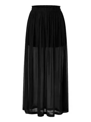 ELEH Sheer Pleated Palazzo Pants - Black