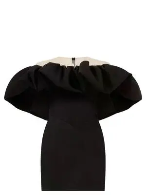 David Koma Sheer Panel Mini Dress - Black
