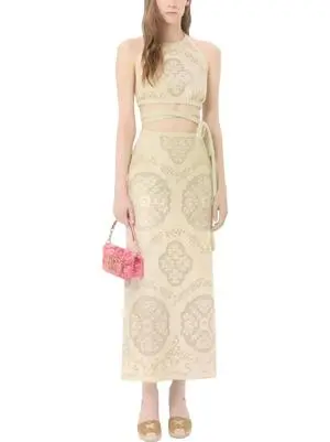 Valentino Garavani Midi Skirt In Floral Stamp Blanket - Neutrals