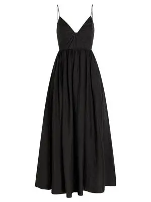 Aje Vacation Pleated Ramie Maxi Dress - Black