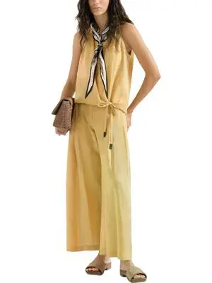 Brunello Cucinelli Brunello Cucinelli Drawstring Linen Trousers With Monili Detail Yellow
