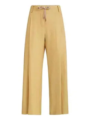 Brunello Cucinelli Brunello Cucinelli Drawstring Linen Trousers With Monili Detail Yellow