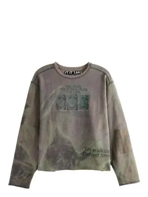 SAITOS Graphic-print Long-sleeve T-shirt - Brown
