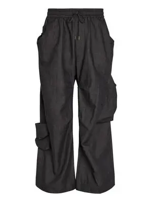 VIVIENNE WESTWOOD Achilles Draped Wide-leg Cotton-blend Cargo Trousers - Navy