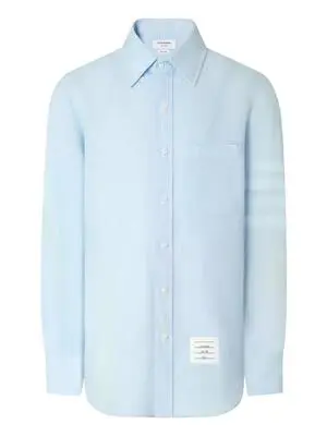 Thom Browne 4-bar Linen Shirt - Blue