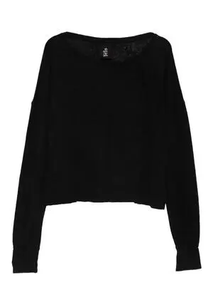 THOM KROM Raw-edge Cropped Sweater - Black