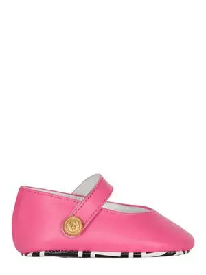 Balmain Ballet Flats With Gold Button Detail - Pink