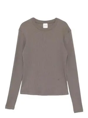 Nanushka Nanushka Long-Sleeve Ribbed Knit Top Gray