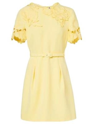 LEO Lin Aurelie Belted Floral-appliqué Mini Dress - Nude
