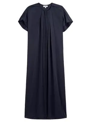 Cos Pleated Satin Midi Dress - Navy