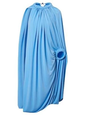 Coperni Draped Cape Midi Dress With Asymmetrical Cut-out - Blue