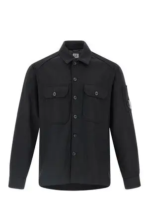 C.P. COMPANY Long-sleeved Buttoned Overshirt - Black
