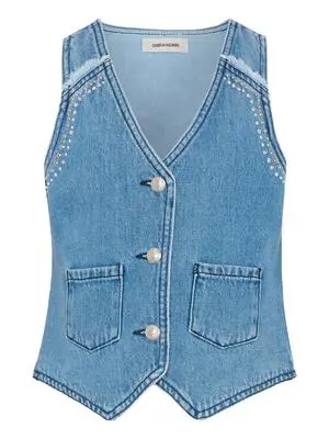 Zadig&Voltaire Studded Denim Vest - Blue