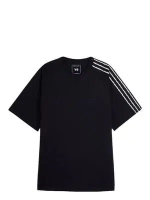 Y3 Raw Edge 3-stripes Short Sleeve Tee - Black
