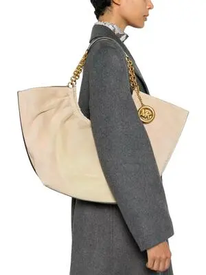 Michael Kors Logo Pendant Chain-link Shoulder Bag - Neutrals