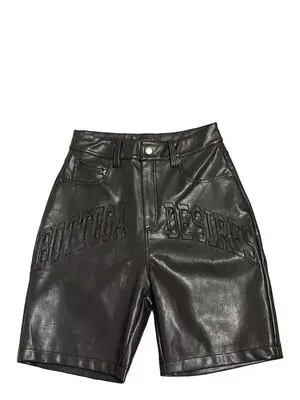 BOTTEGA DESIRES Logo-appliqué Leather Shorts - Black