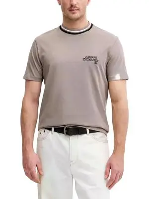 Armani Exchange Logo-print Striped-trim T-shirt - Grey