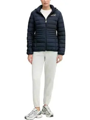 EA7 Quilted Hooded Jacket - Blue