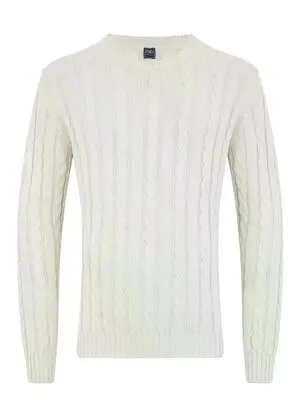 Fedeli Cable Knit Crew Neck Sweater - Neutrals