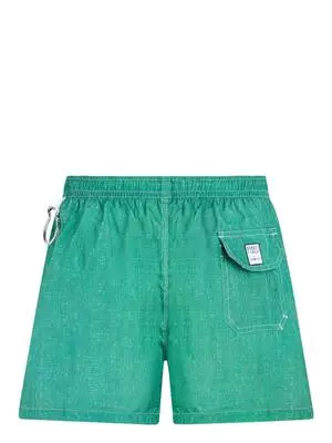Fedeli Contrast Stitching Drawstring Swim Shorts - Green