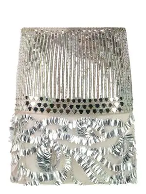 Alberta Ferretti Sequin Embellished Mini Skirt - Silver