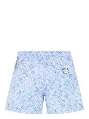 Fedeli Geometric Print Swim Shorts - Blue