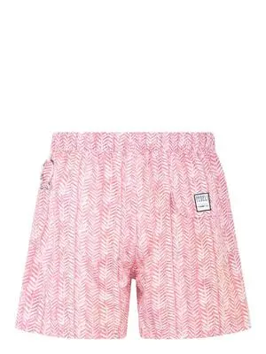 Fedeli Leaf Print Swim Shorts - Pink