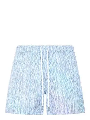 Fedeli Patterned Swim Shorts - Blue