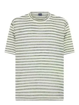 Fedeli Striped Linen T-shirt - Green
