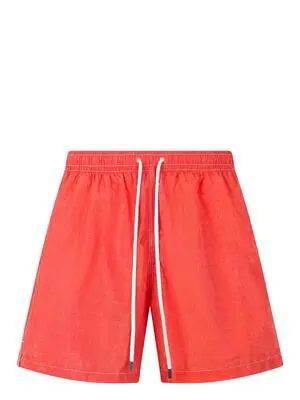 Fedeli Drawstring Waist Swim Shorts - Red