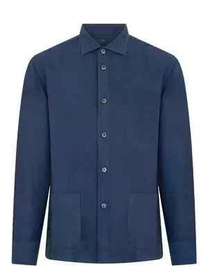 Fedeli Linen Patch-pocket Shirt - Blue